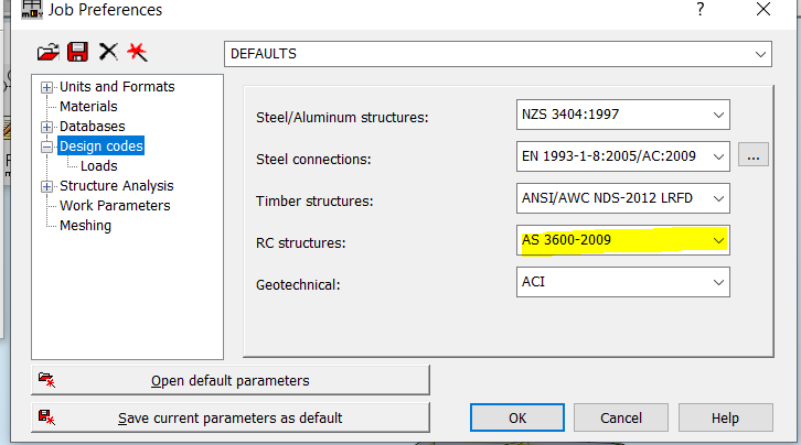 Design code in concrete slab reinforcement parameter dialog different ...