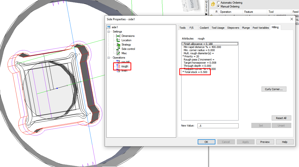 Minimise air cutting in pre-drilled pocket in FeatureCAM