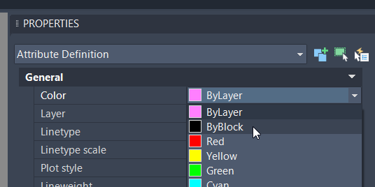 AutoCAD block attributes displayed in a different color when printed ...