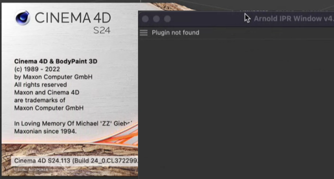 "Plugin not found" message appears when opening Arnold in Cinema 4D on ...
