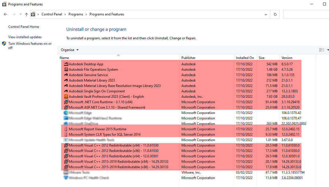 Vault Professional （Client） 2023 安装的组件