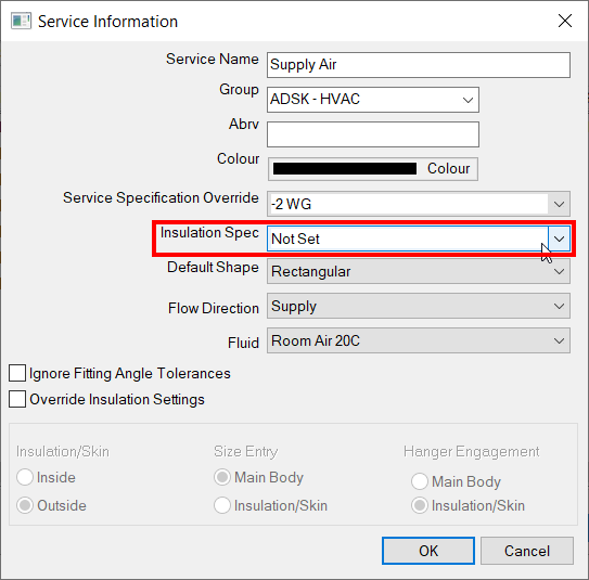 Insulation settings do not carry over in Fabrication
