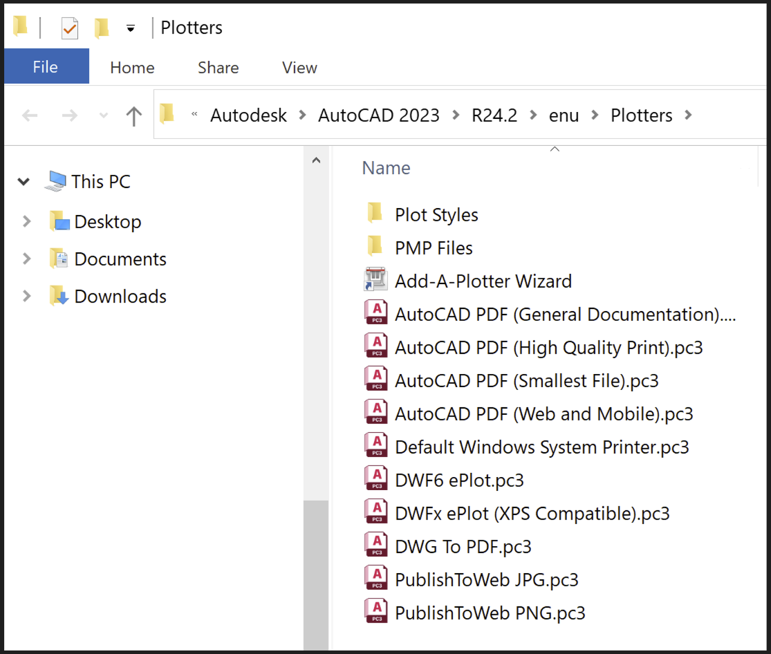 Standard PDF plotters missing in AutoCAD