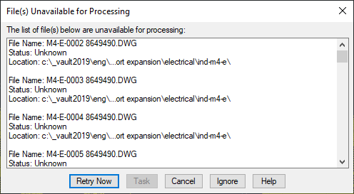 "File(s) unavailable for processing" when running a project-wide task ...