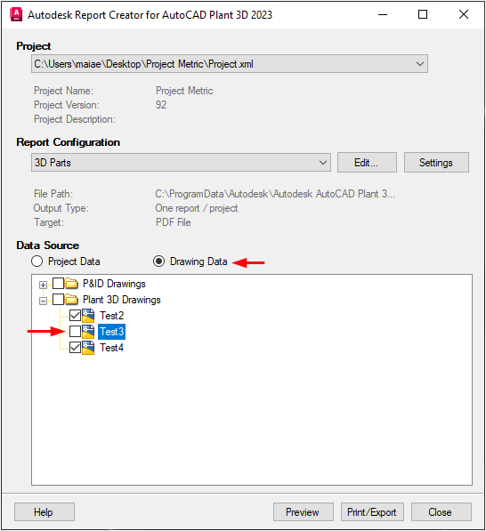 How to filter out all components from a specific drawing in the AutoCAD Plant 3D Report Creator ...