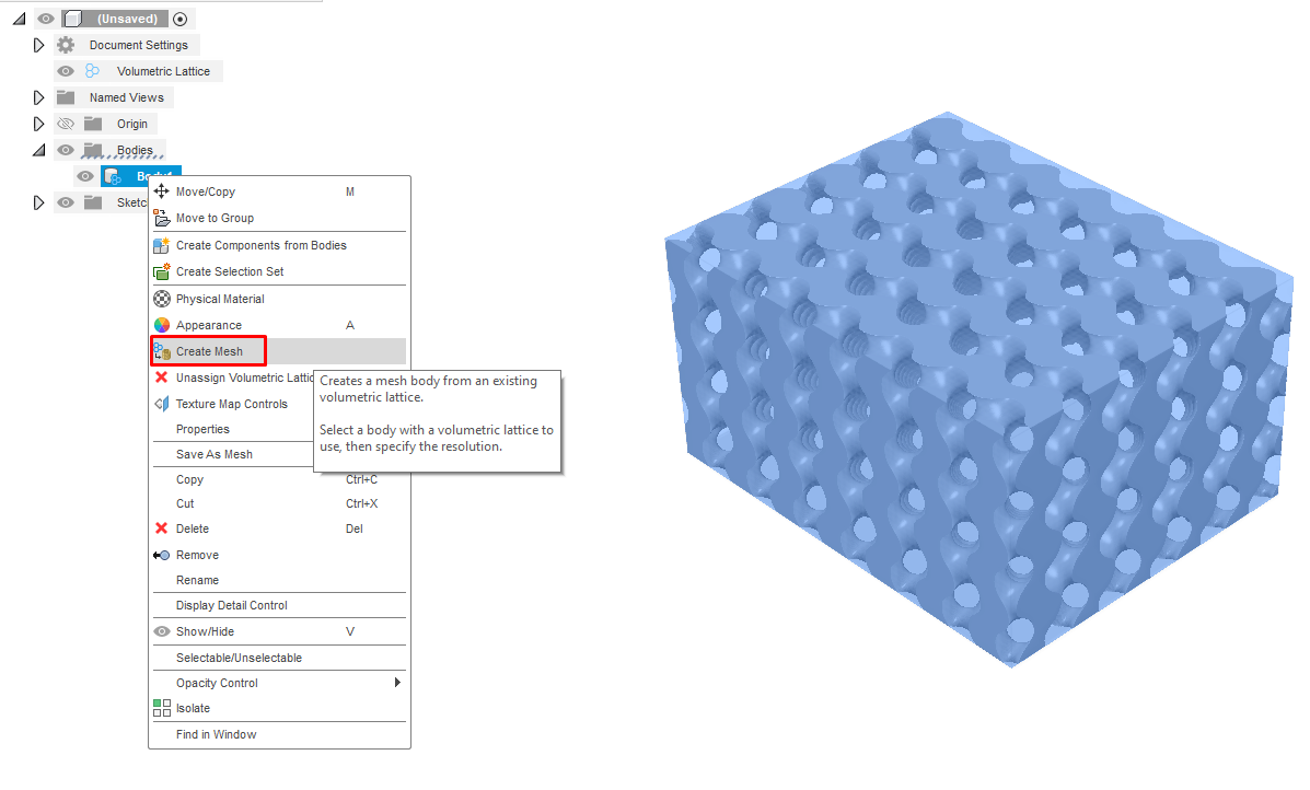 Exported Volumetric Lattice Part From Fusion 360 Doesnt Contain Lattice Element