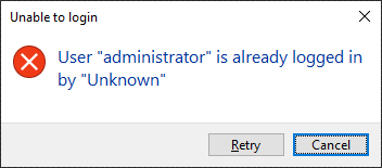 « L’utilisateur est déjà connecté par » lors de l’accès à Fabrication