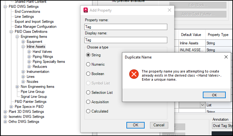 Error message is prompted when creating a Tag property for high-level P ...