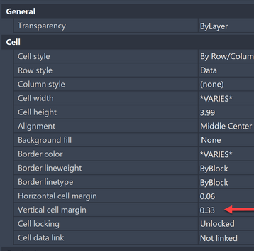 The Height column of the AutoCAD Mechanical Revision Table centers on text size after ...