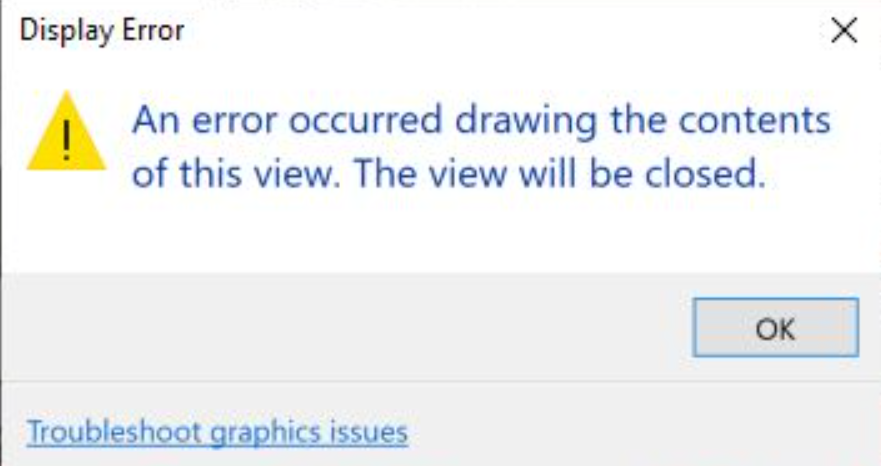 "An error occurred drawing the contents of this view. The view will be closed" when Ambient ...