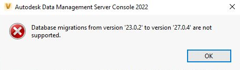 "Database migrations from x to x are not supported" restoring Vault