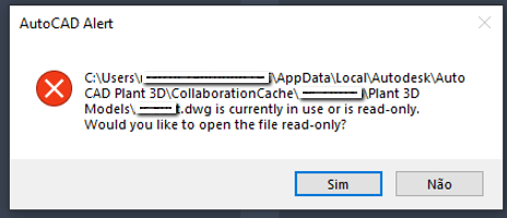 "DWG is currently in use or is read-only" when trying to check out a drawing in a collaboration ...