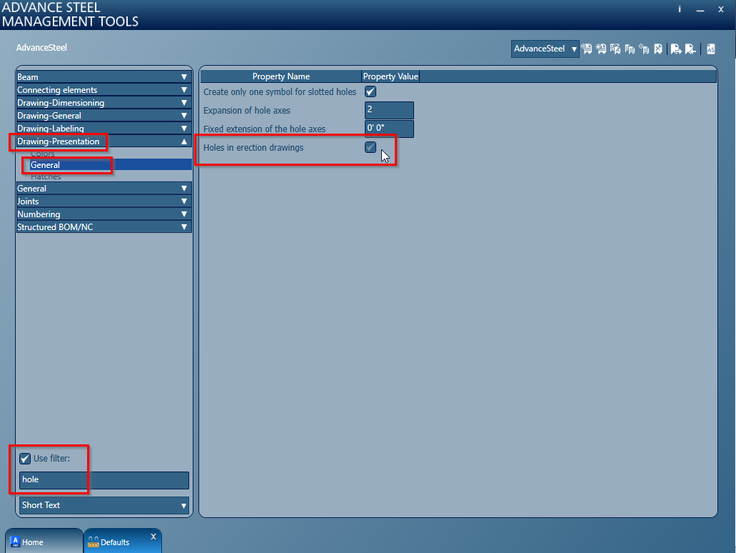 Holes Disappear From Camera View When Adding A Callout Or Cut View In Advance Steel