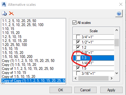 Cannot select a new scale for "Alternative scales" in Drawing Process ...