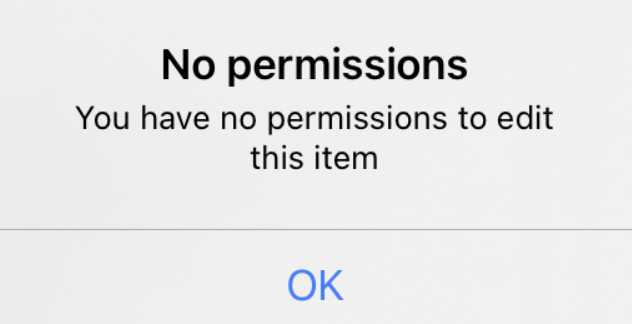 "You have no permissions to edit this item" when working with ...