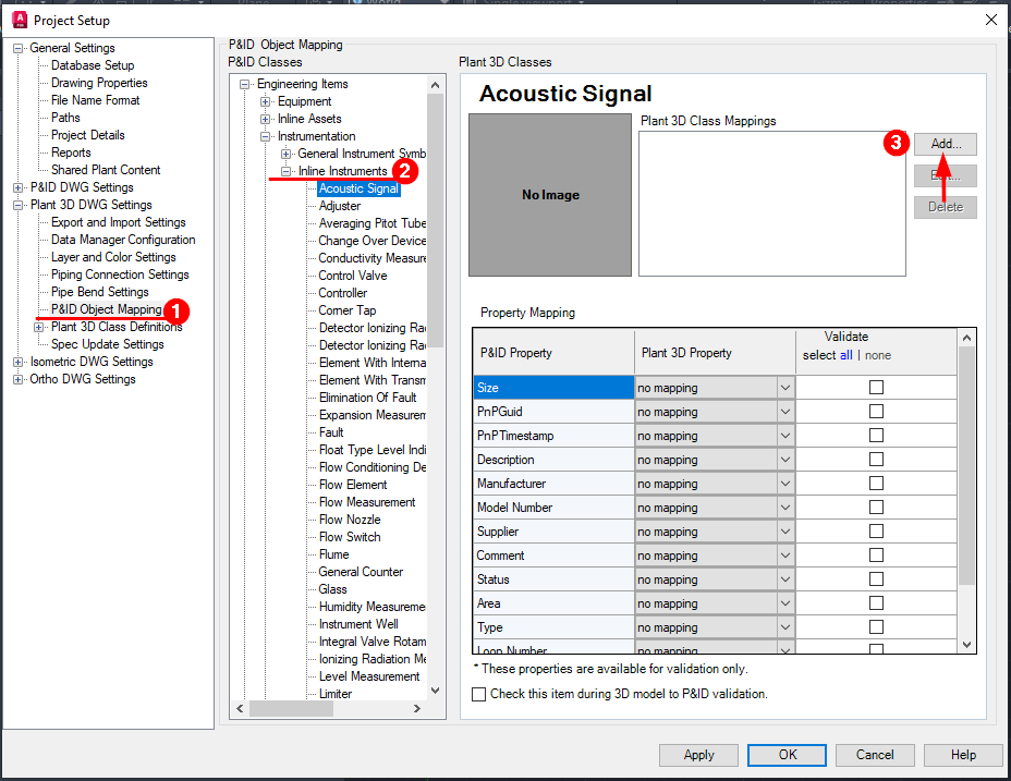 Is it possible to map AutoCAD Plant 3D P&ID instruments to model components from spec