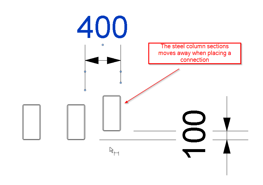 Custom steel column section moves when placing steel connection in Revit