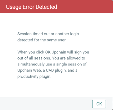 "Usage Error Detected" message when accessing Upchain web app