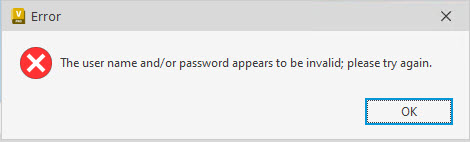 "The user name and/or password appears to be invalid; please try again." when signing in to ...