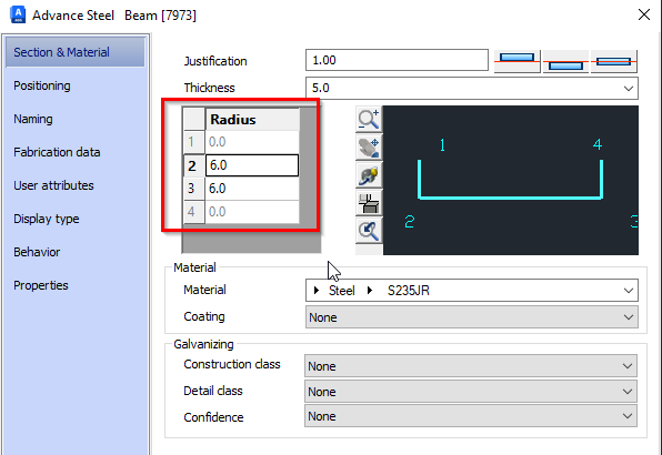 Smaller cut angle for folded beam in detail and NC file than in model ...