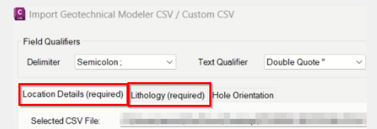 Error Required Fields Have Not Been Mapped When Loading Csv Files Into The Geotechnical