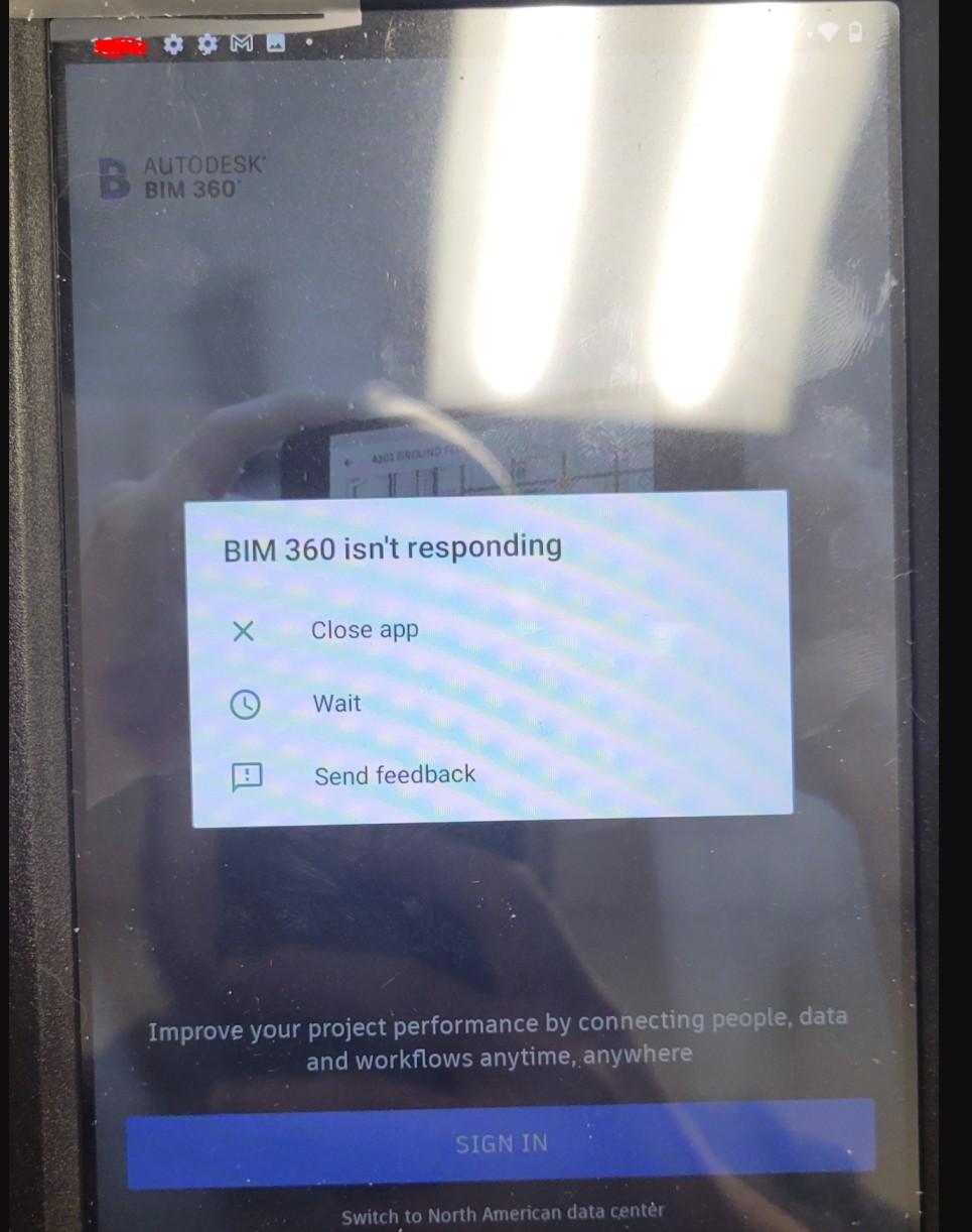 "BIM 360 is not responding" when launching BIM 360 mobile app