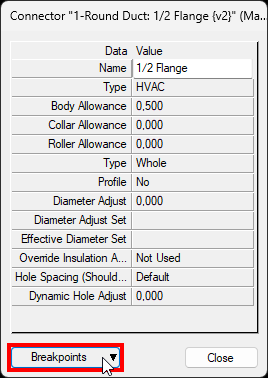 How to graphically display Round Flange Connectors in CADmep