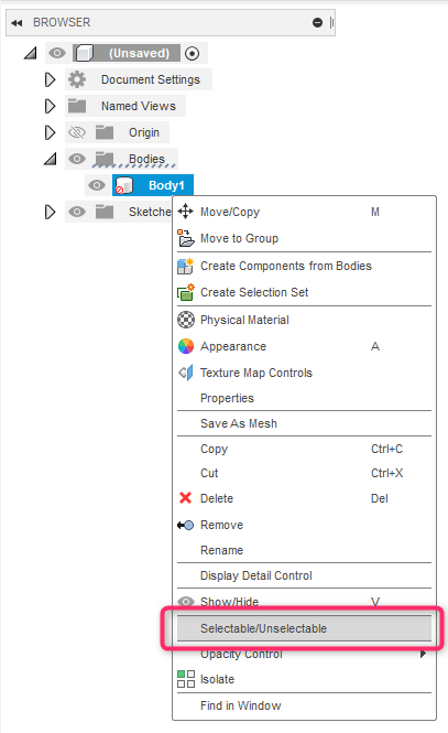 Cannot select and edit specific objects or entities in Fusion