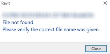 Revit で新しいサーバにマイグレートされたファイルを開くと「ファイルが見つかりません」と表示される