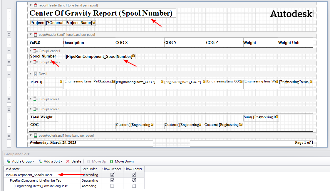 AutoCAD Plant 3DレポートテンプレートCOGWeightReportBySpoolは、パイプラインから正しい重心値をクエリーしません