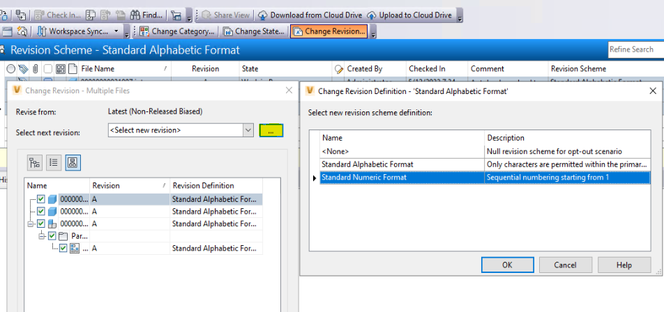 How to change revision scheme on files in Vault Client
