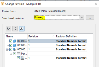 How to change revision scheme on files in Vault Client