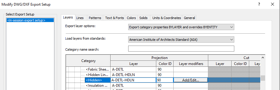 When exporting Revit Fabrication content to DWG, the layer mapping is not followed