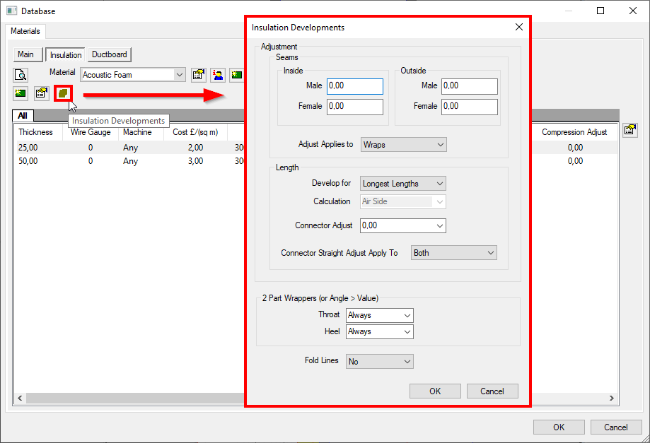 Understanding how the "Insulation Parts" options affect the insulation ...
