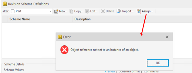 Vault Client 2023.1.1 is crashing with Error Report, when assigning Revision to Item Category