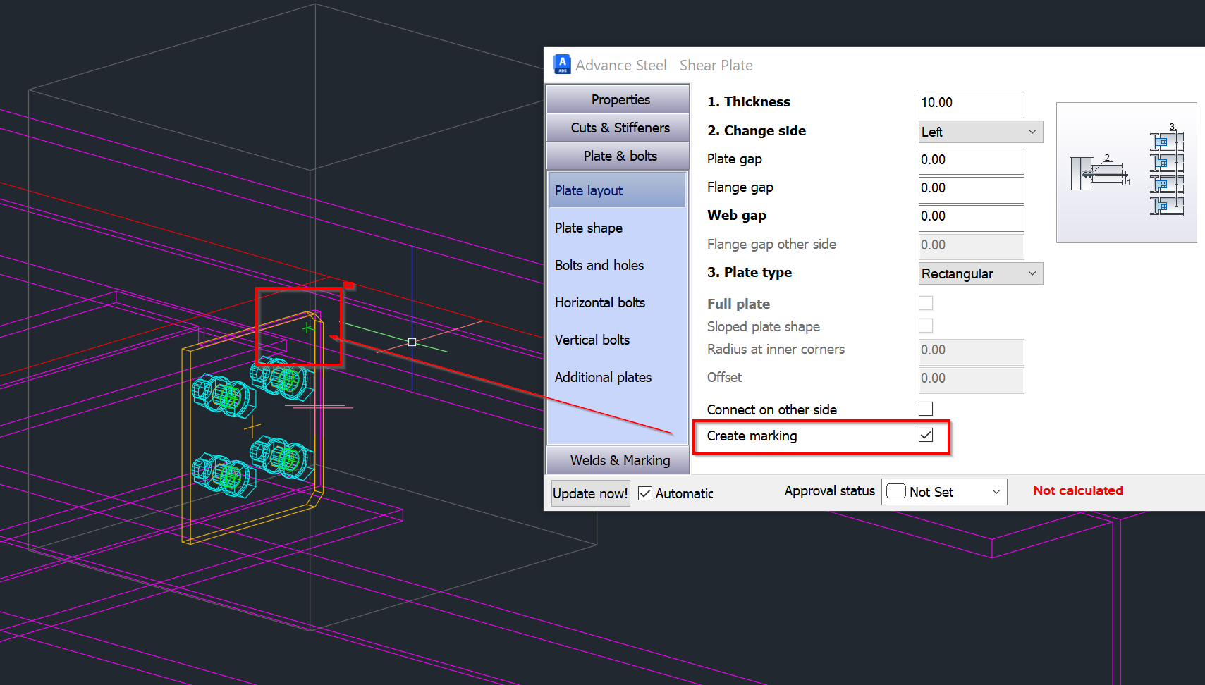 Incorrect orientation for punch mark created by "Shear plate" macro in ...