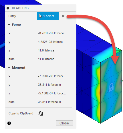 Reaction force during simulation in Fusion 360 does not balance the applied loads