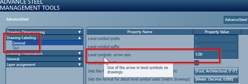 Changing the text position in level symbol definition in details in ...
