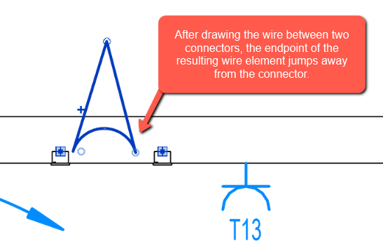 El punto final del cable salta al dibujar un cable entre aparatos ...