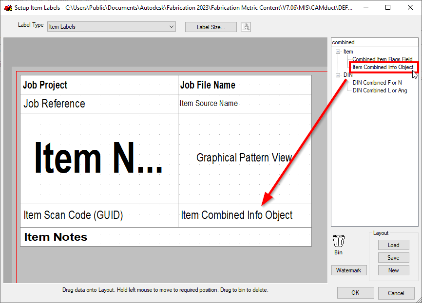 How to combine multiple properties into a single QR Code on labels in CAMduct