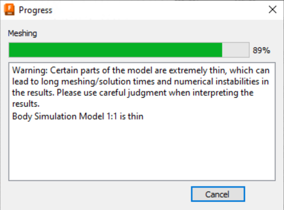 "Warning: Certain parts of the model are extremely thin..." in Fusion ...