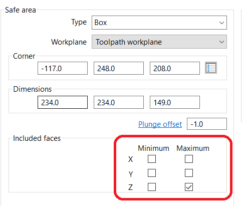 Setting Box type safe area let the first point of a toolpath to start from a side location in ...