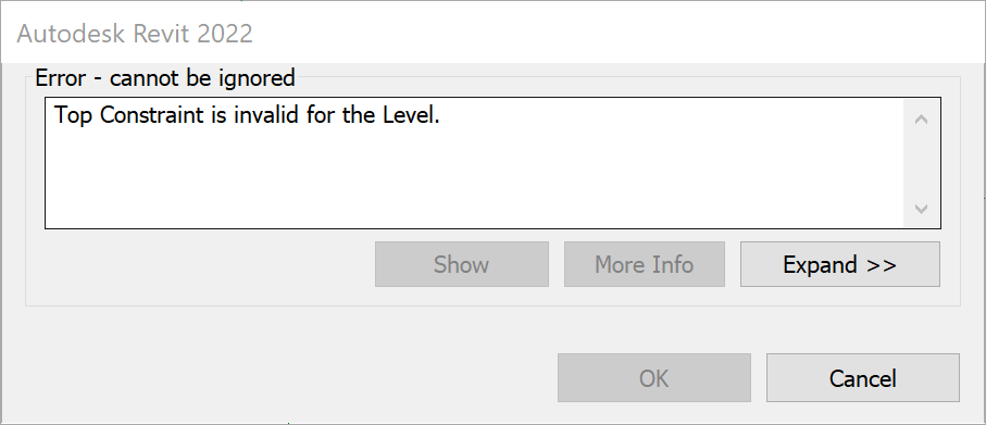 "Top Constraint is invalid for the Level" warning when creating a ...