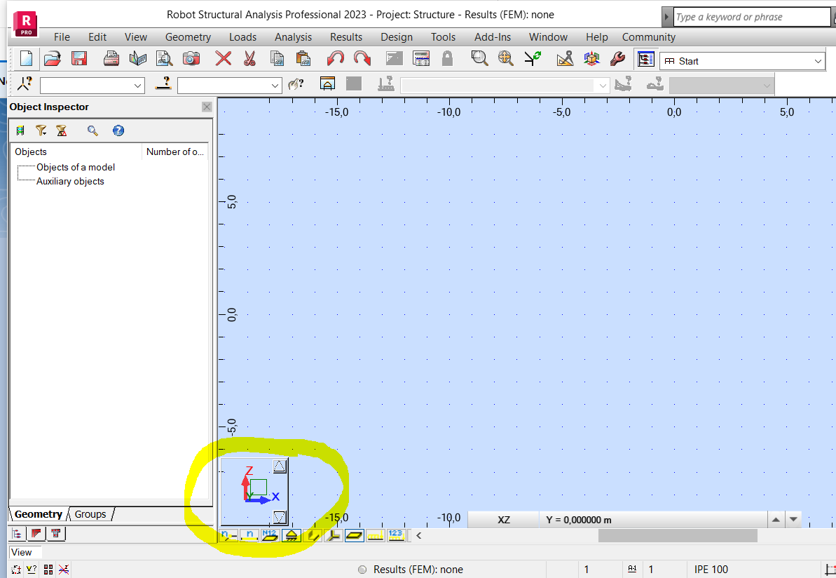 Is it possible to hide coordinate axis symbol in Robot Structural Analysis