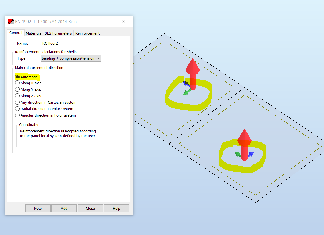 Not continuous reinforcement map presented for connected panels in Robot Structural Analysis
