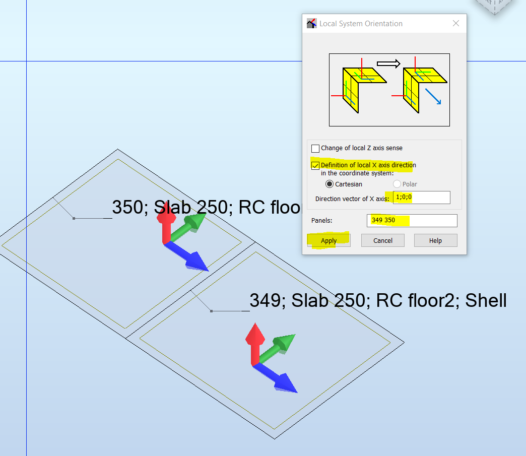 Not continuous reinforcement map presented for connected panels in Robot Structural Analysis