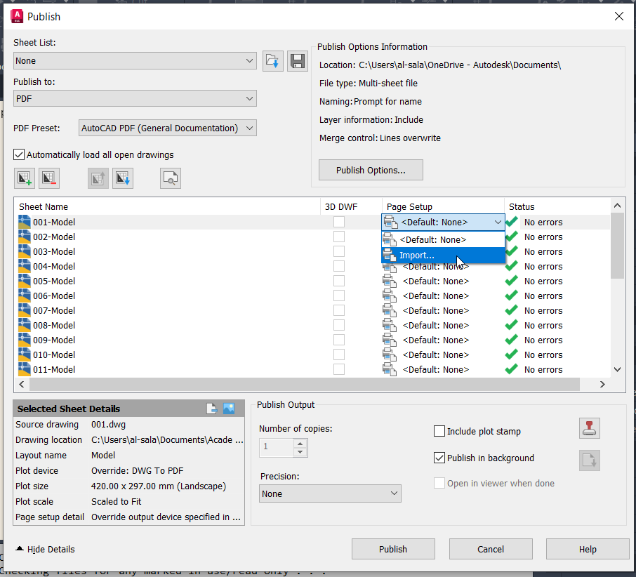 How To Publish Drawings Or Project With Specific Page Setup In AutoCAD