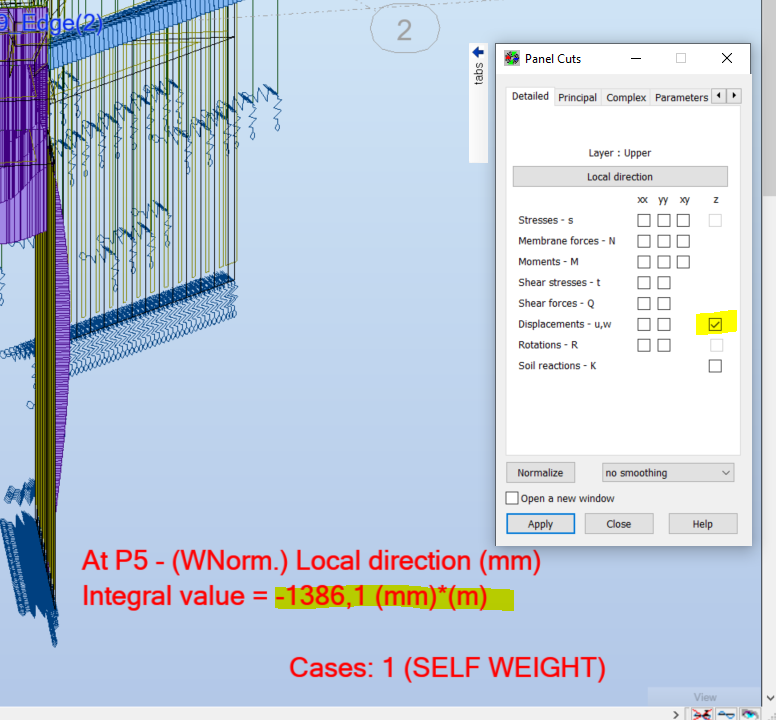 当位移显示在 Robot Structural Analysis 中时，镶板剪切的整数值是什么意思？