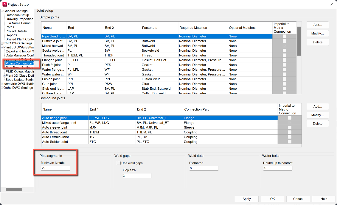 What Is The Setting Minimum Length For In Autocad Plant 3d