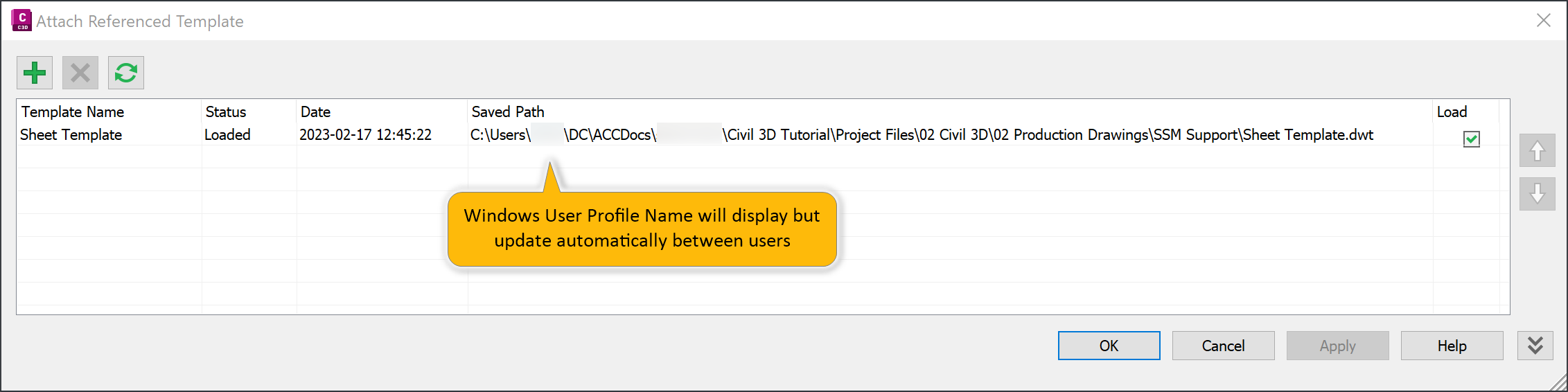 Reference template paths are lost using Collaboration for Civil 3D